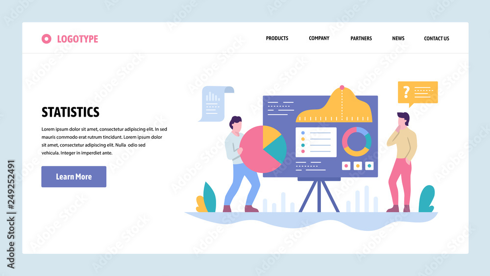 Vector web site gradient design template. Data analysis and statistics ...