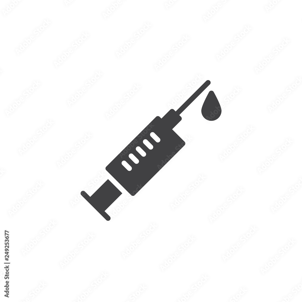 Medical syringe vector icon. filled flat sign for mobile concept and ...