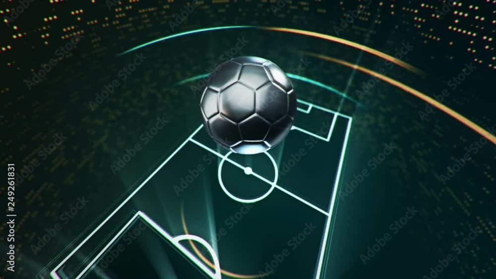 Vidéo Stock Abstract animation drawing of soccer field shape from neon ...
