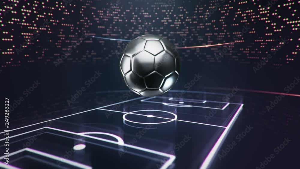 Vidéo Stock Abstract animation drawing of soccer field shape from neon ...