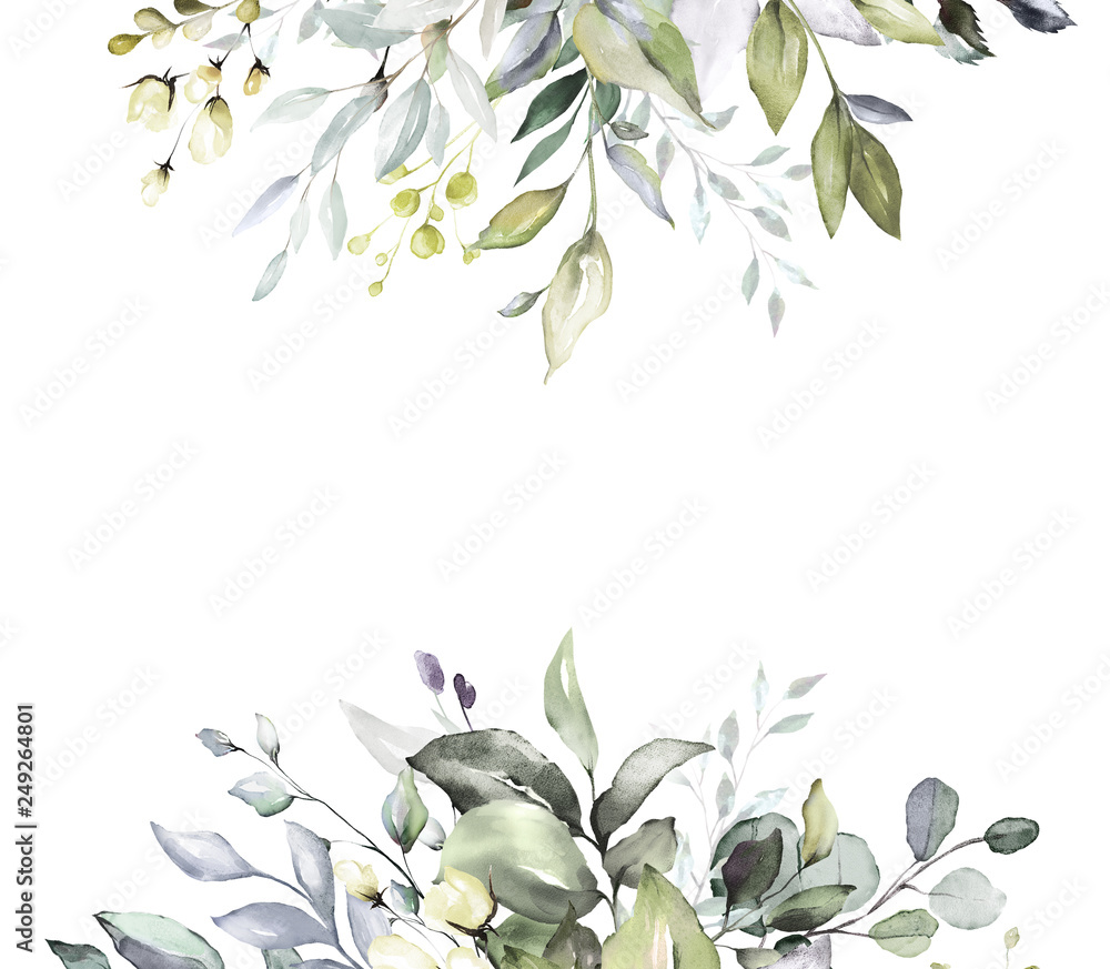 botanical design. herbal banners on white background for wedding ...