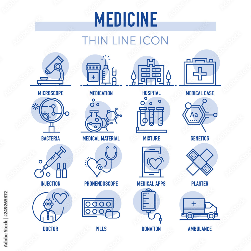MEDICINE LINE ICON SET Stock Vector | Adobe Stock