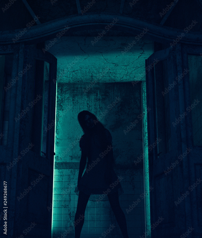 Girl being possessed by a demonic,3d rendering** night scene may have ...