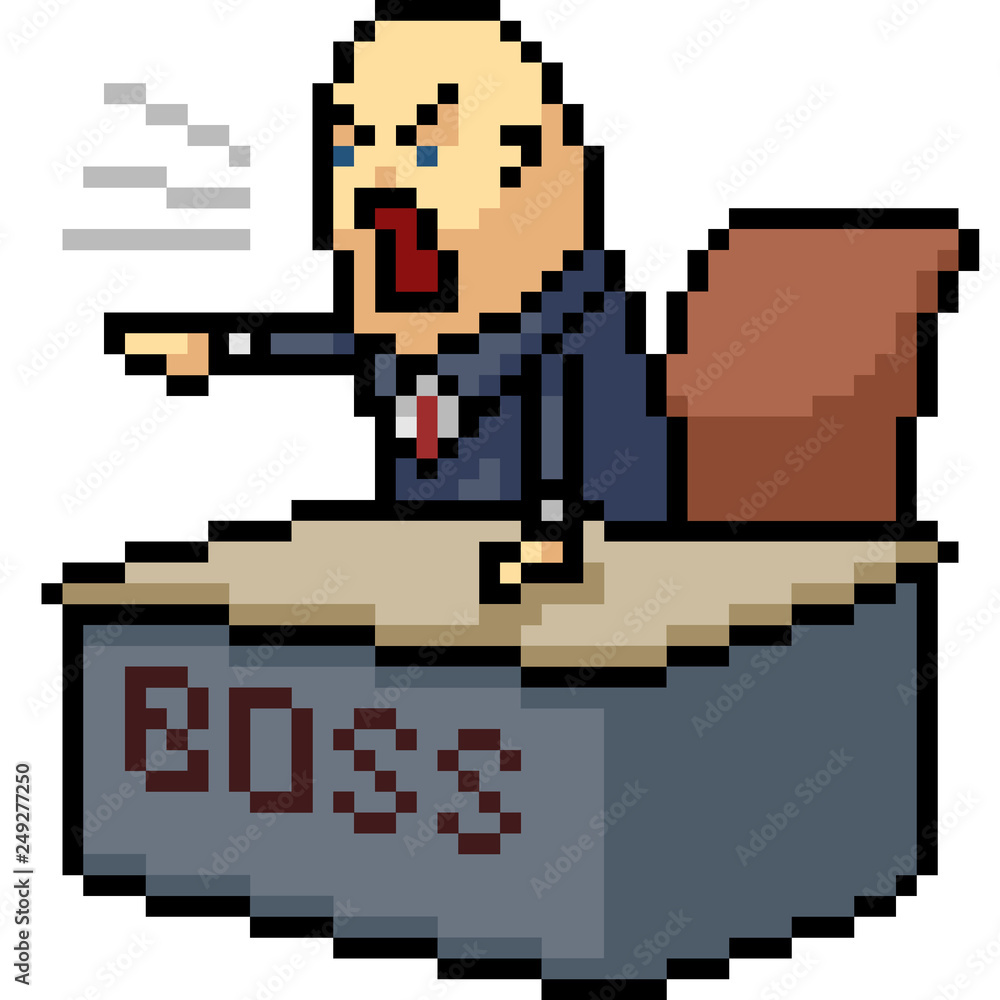 vector pixel art boss yell Stock Vector | Adobe Stock