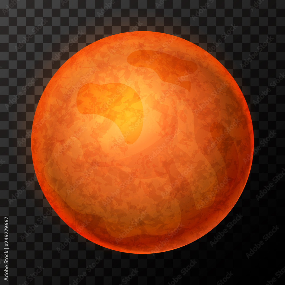 Realistic Mars with texture, colorful planet on transparent background ...