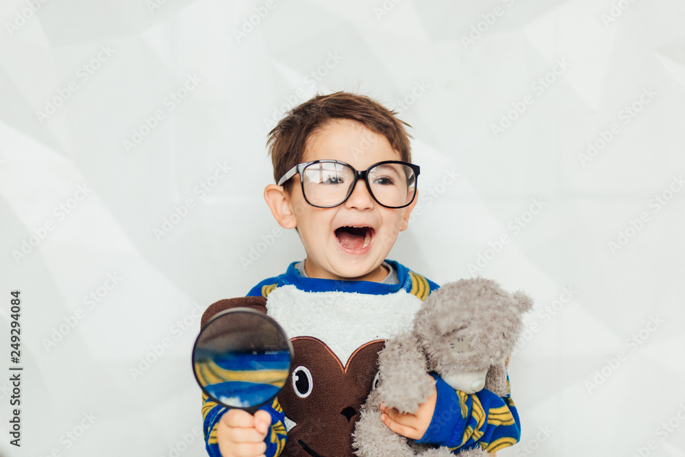 little boy hugging his favorite soft toy for comfort - Image Stock ...