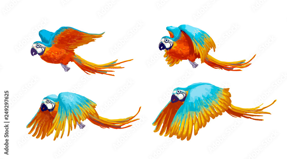 Sprite sheet of flying parrot, game art animation Stock Vector | Adobe ...