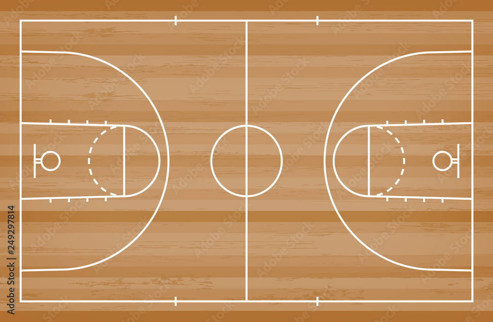 Basketball court floor with line on wood pattern texture background ...