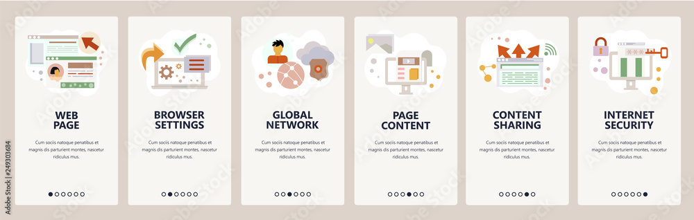 Web site onboarding screens. Online cyber security and privacy ...