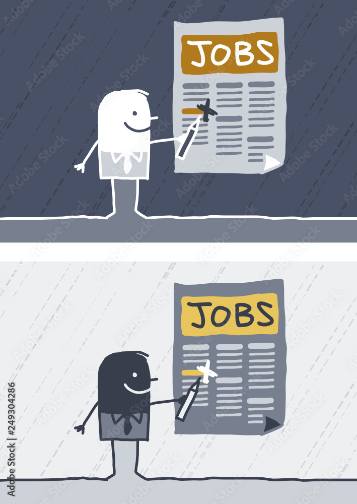 Cartoon black or white people - man and jobs Stock Vector | Adobe Stock