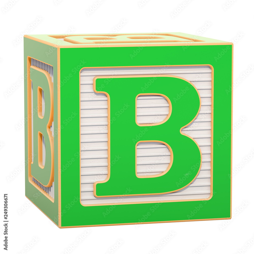 ABC Alphabet Wooden Block with B letter. 3D rendering Stock ...