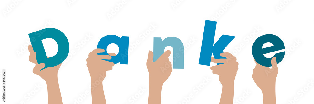 Hände halten die Buchstaben DANKE nach oben Stock Vector | Adobe Stock