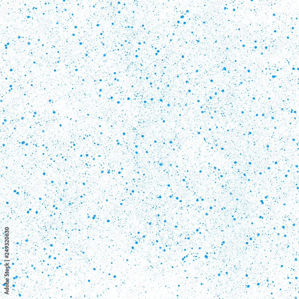Light background with blue dots. Blue paint drops, specles. Wall ...