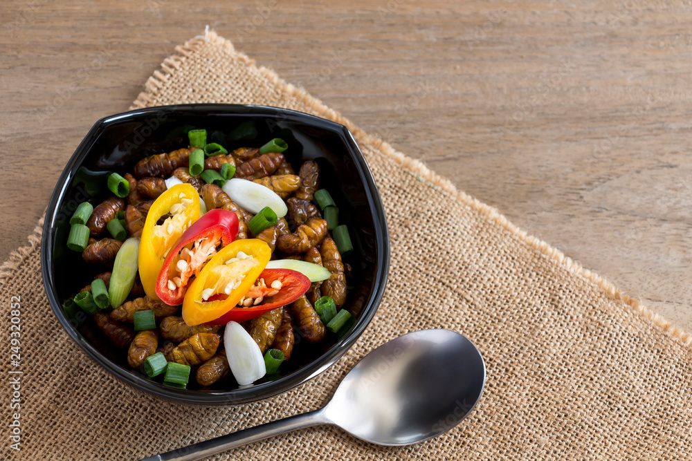 Silkworm Pupae (Bombyx Mori). Food insects for eating as food items ...