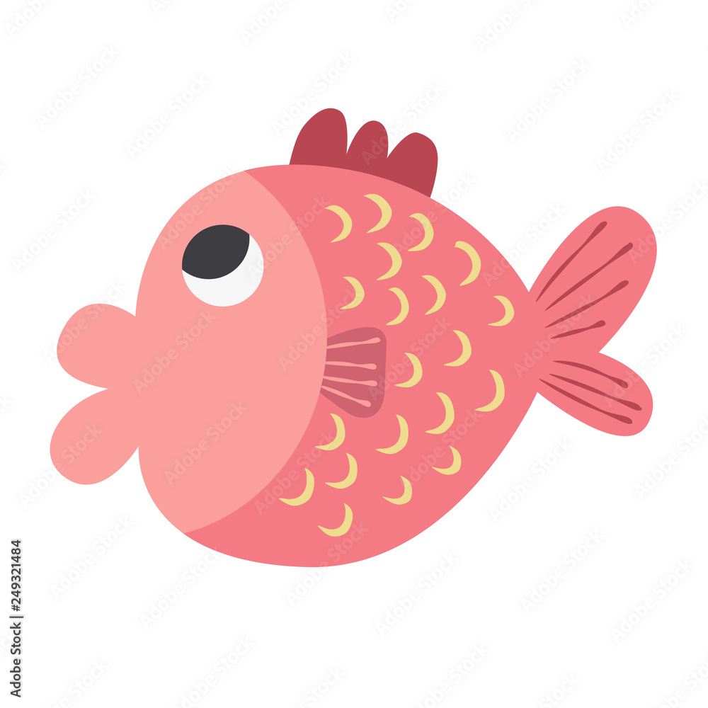 Cute Pink fish vector icon illustration Stock Vector | Adobe Stock
