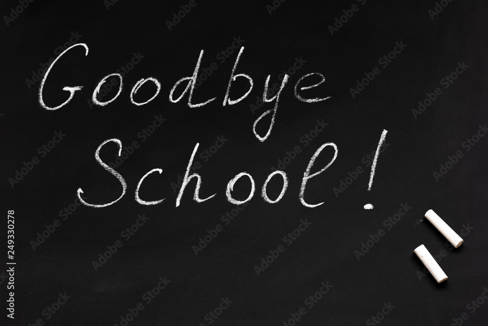 School is goodbye. Blackboard and chalk. High school graduation. End of ...