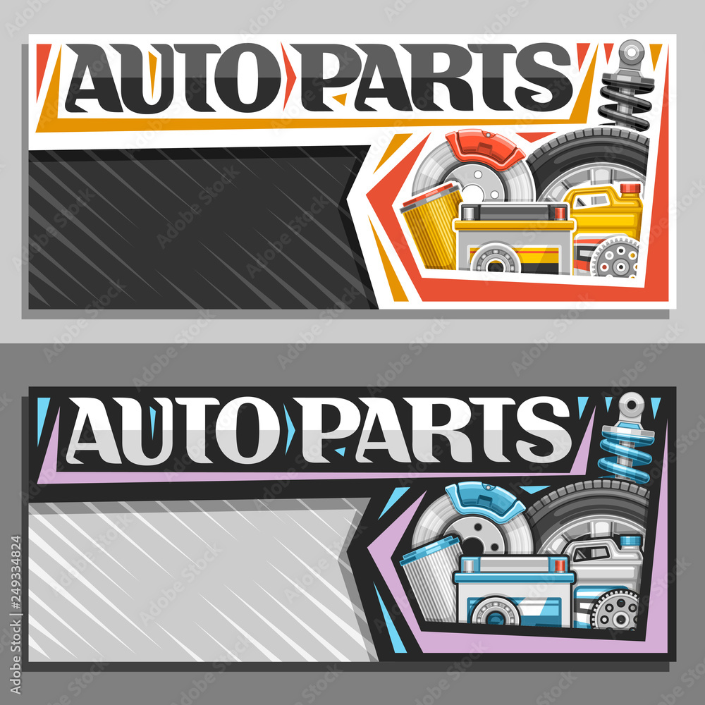 Vector banners for Auto Parts with copy space, template with original ...