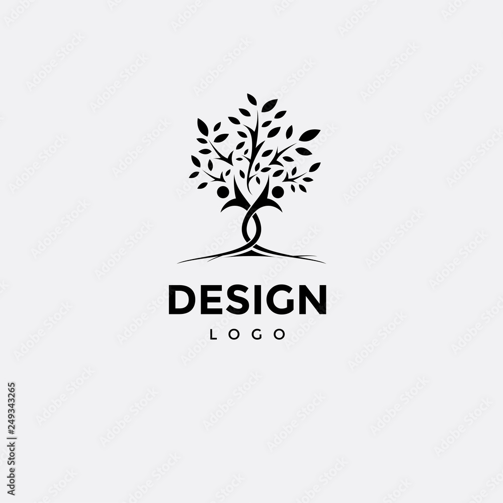 Vector logo design, tree icon Stock Vector | Adobe Stock