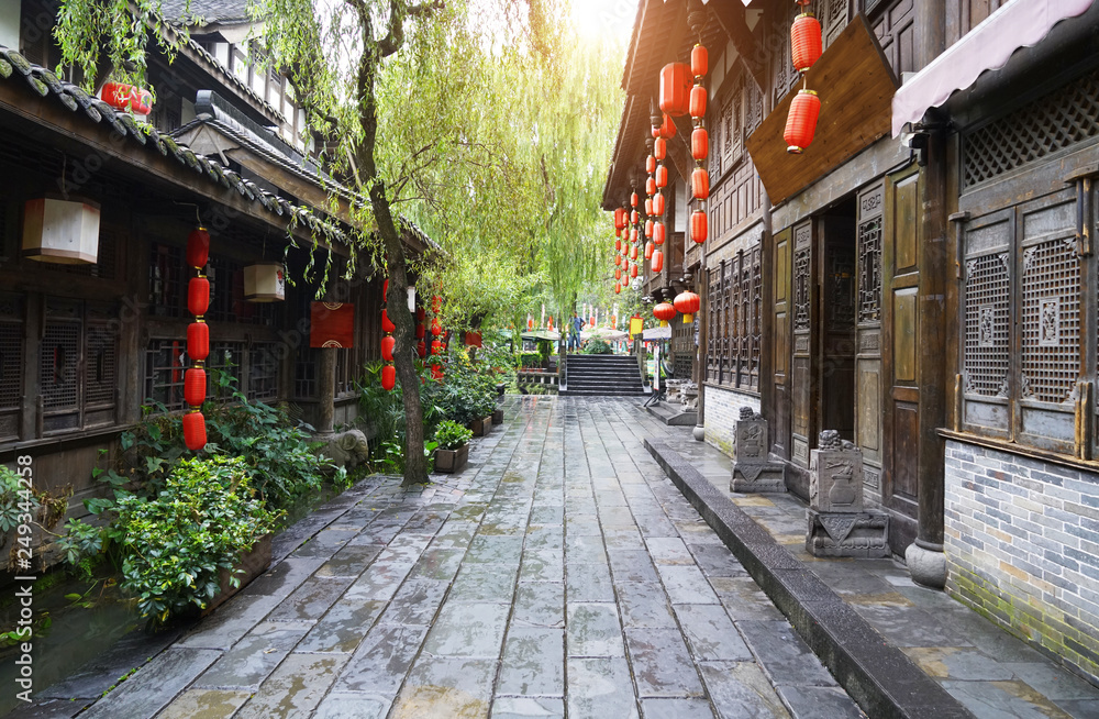 Old buildings in Kuan Alley and Zhai Alley, Chengdu, Sichuan Stock ...