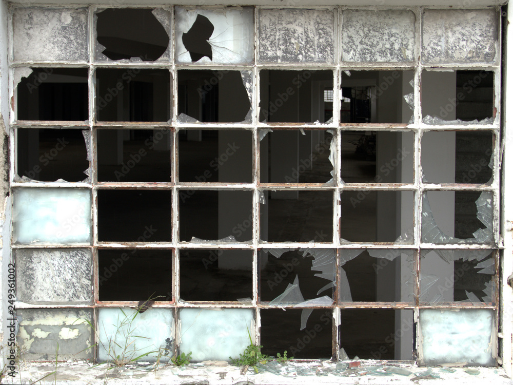 Old window with broken glass and rust everywhere, wallpaper straight ...