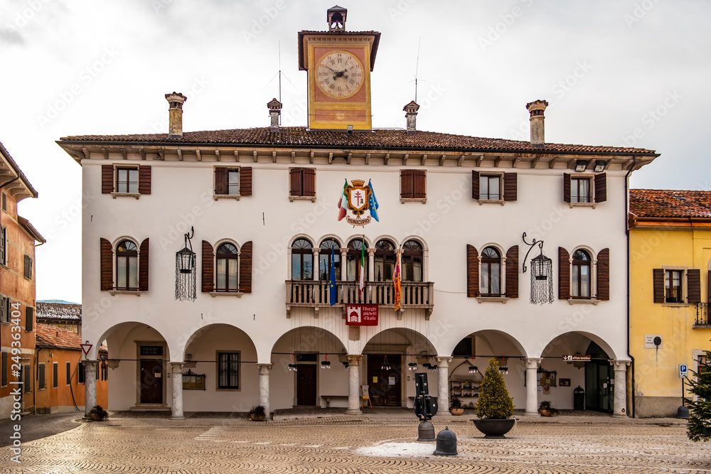 View on the building of the town hall of Mel, one of the most beautiful ...