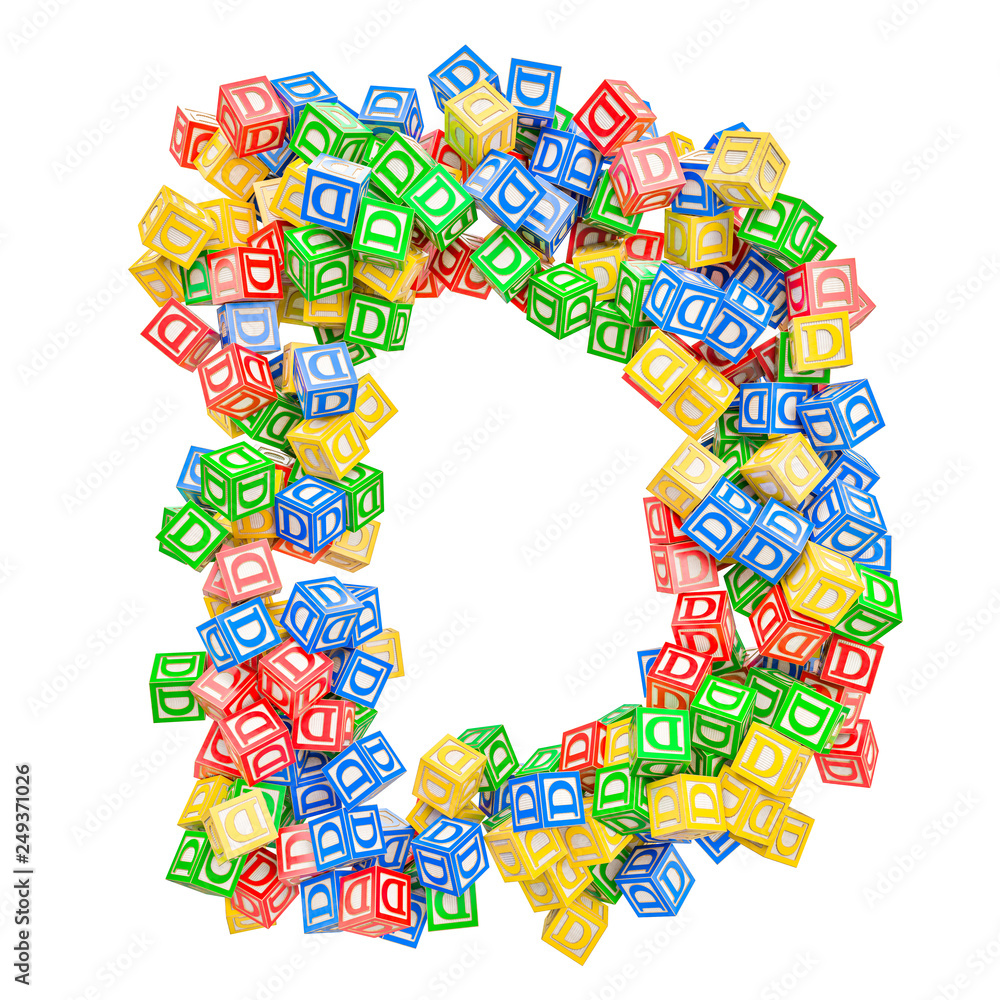Letter D, from ABC Alphabet Wooden Blocks. 3D rendering Stock ...