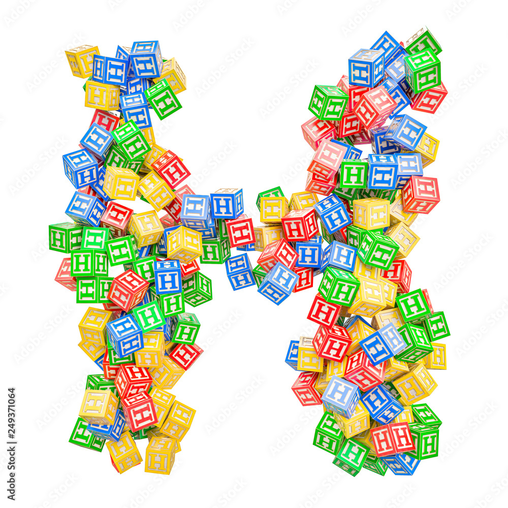 Letter H, from ABC Alphabet Wooden Blocks. 3D rendering Stock ...