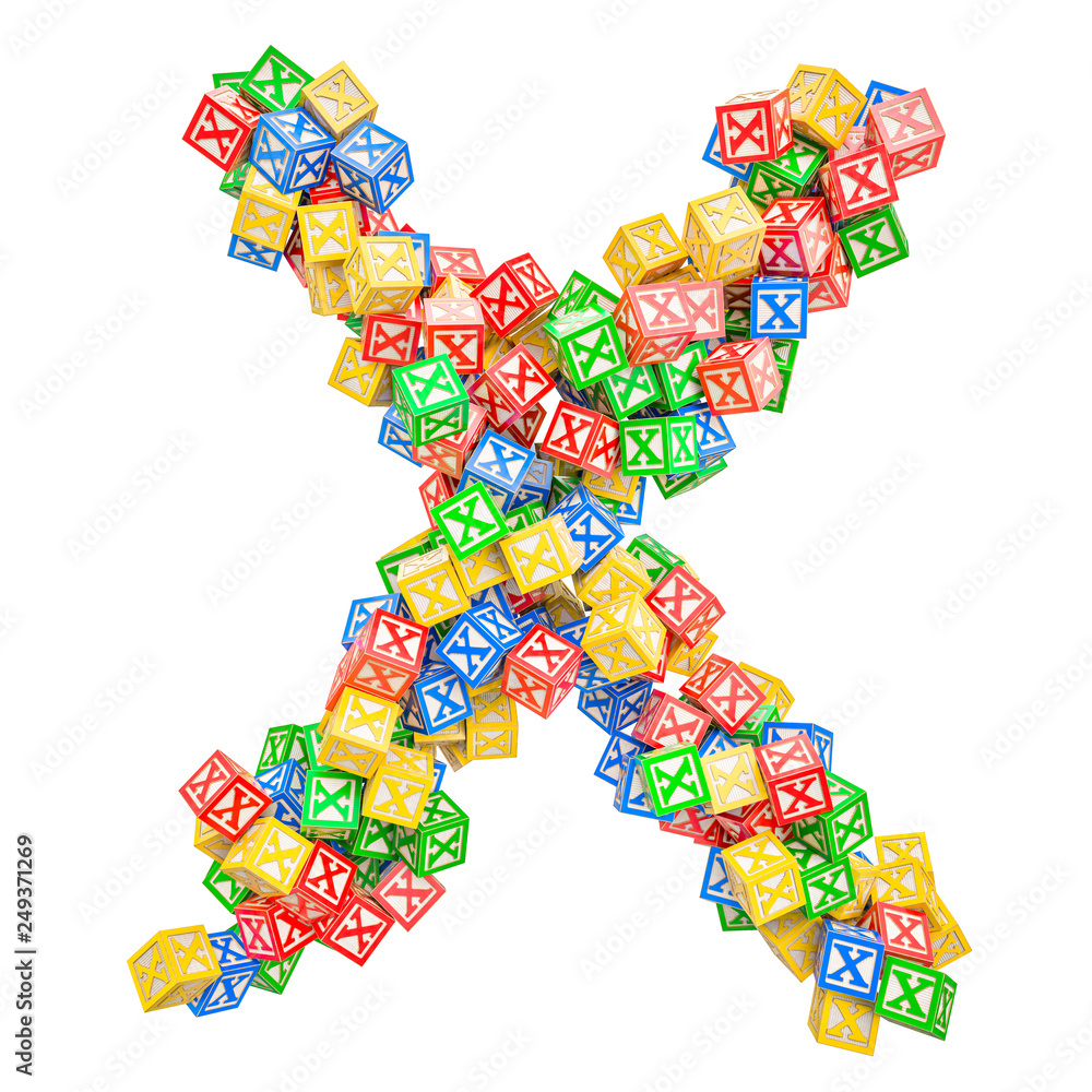 Letter X, from ABC Alphabet Wooden Blocks. 3D rendering Stock ...