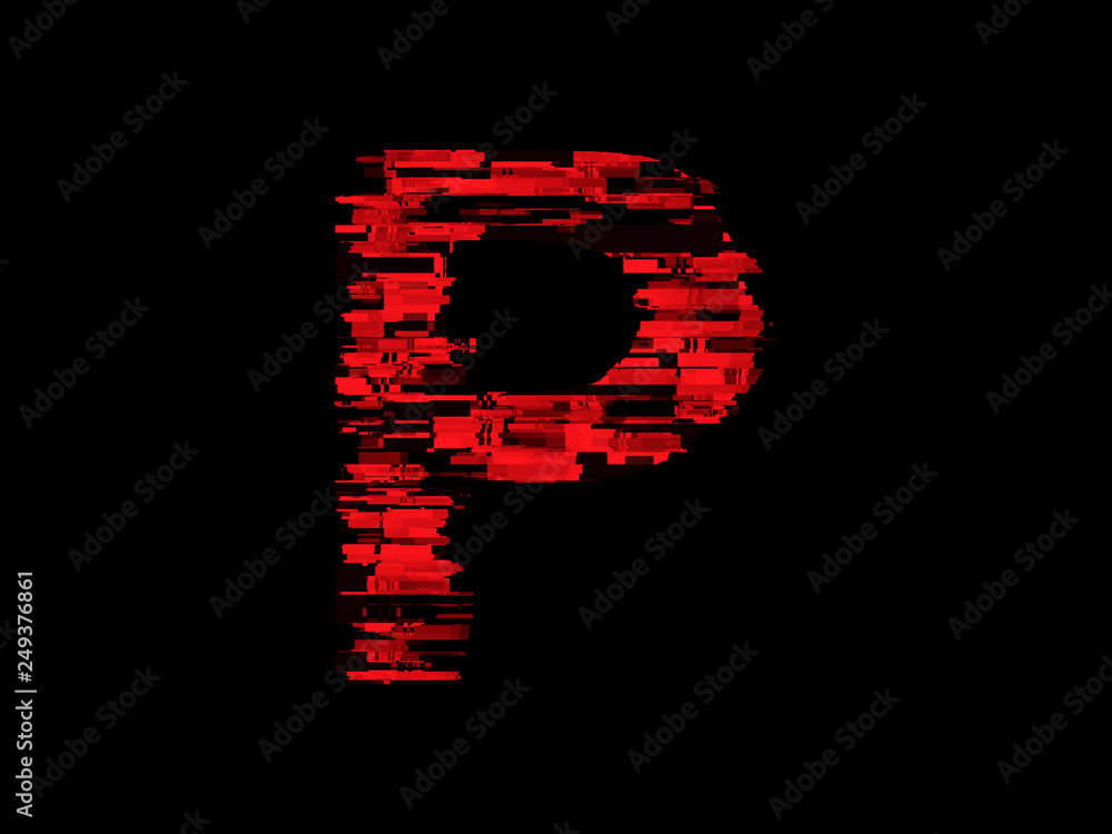 Letter P distorted glitch foturistic digital look - alphabet letters ...