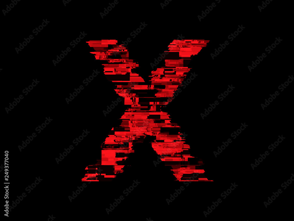Letter X distorted glitch foturistic digital look - alphabet letters ...