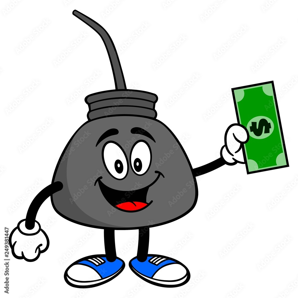 Oil Can with a Dollar - A vector cartoon illustration of a retro oil ...