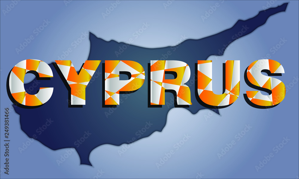 Vetor de The contours of territory of Cyprus in grey colours and word ...