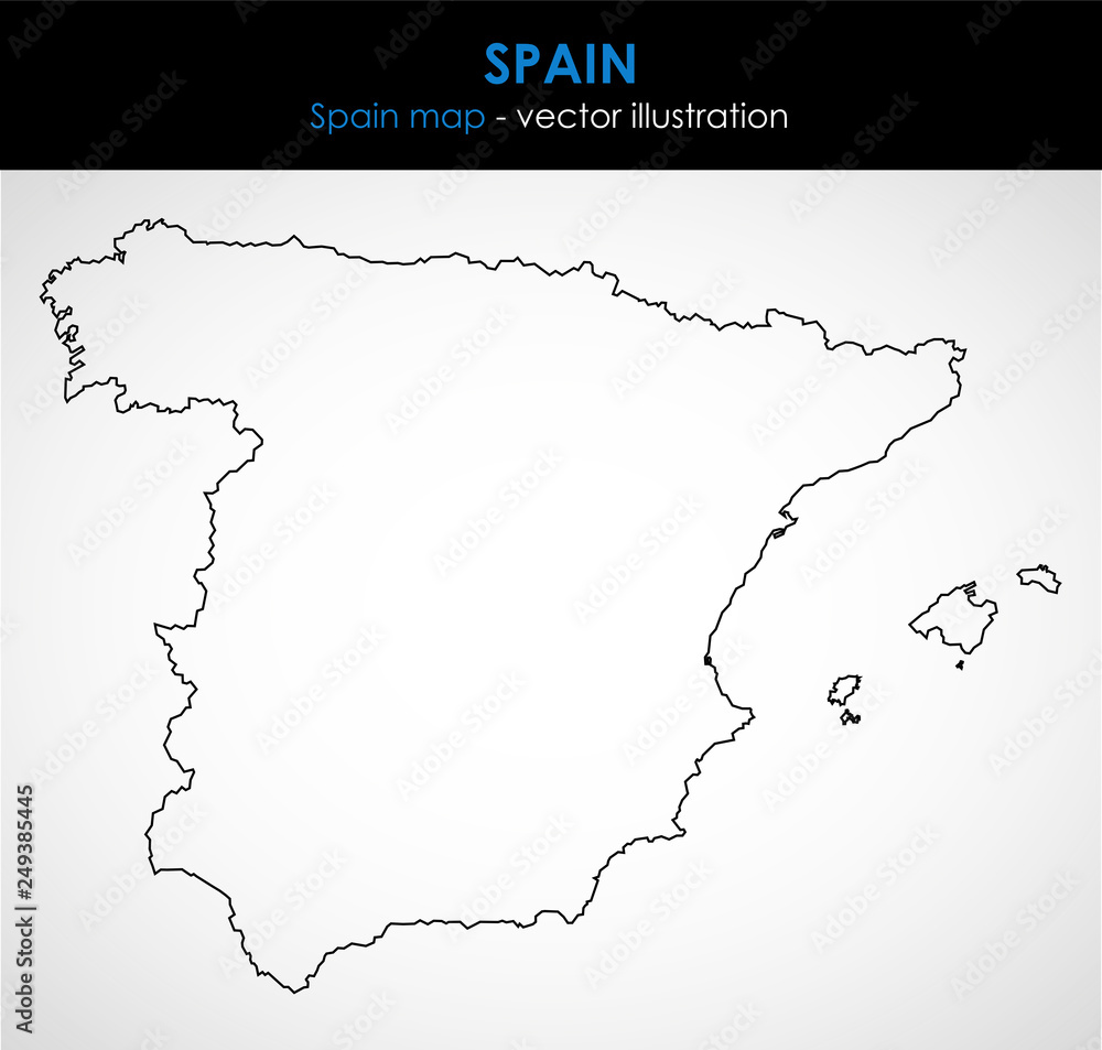 Spain map of the country outline graphic. Vector illustration. Stock ...