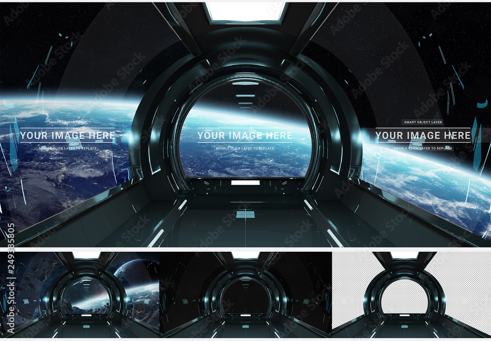 Rounded Spaceship Window Mockup Stock Template | Adobe Stock