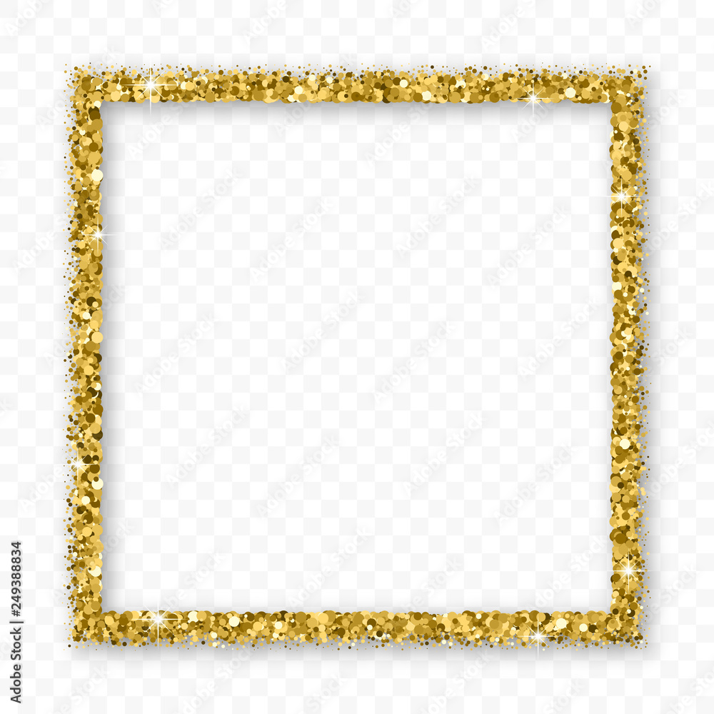 Gold Glitter Frame With Bland Shadows Isolated On Transparent Background. Abstract Shiny Texture ...