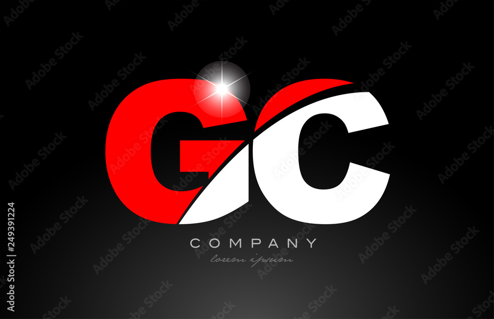 red white color letter combination gc g c alphabet for logo icon design ...
