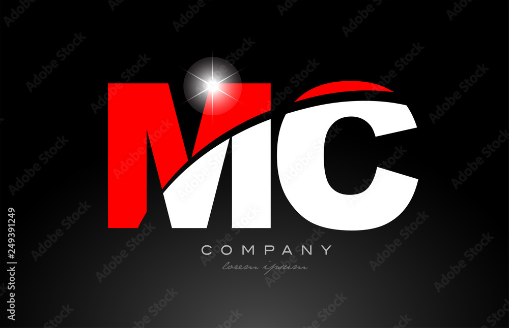 red white color letter combination mc m c alphabet for logo icon design ...