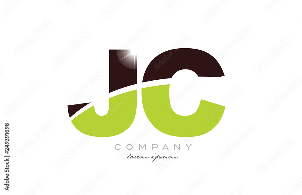 letter jc j c alphabet combination in green and brown color for logo ...