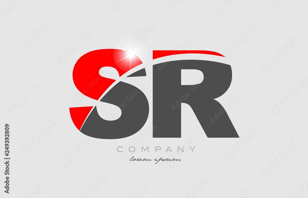 combination letter sr s r in grey red color alphabet for logo icon ...