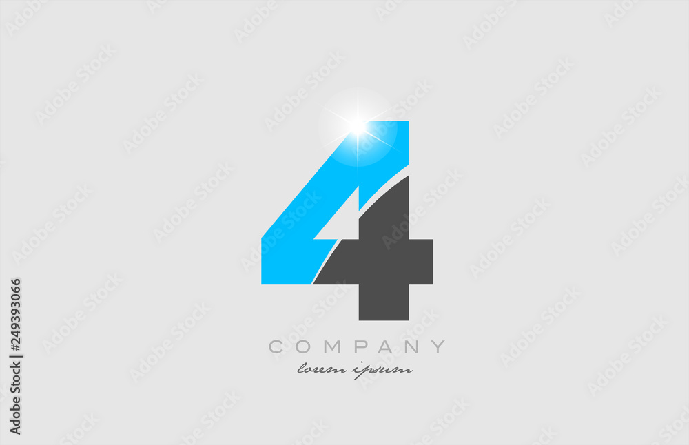 number 4 in grey blue color for logo icon design Stock Vector | Adobe Stock