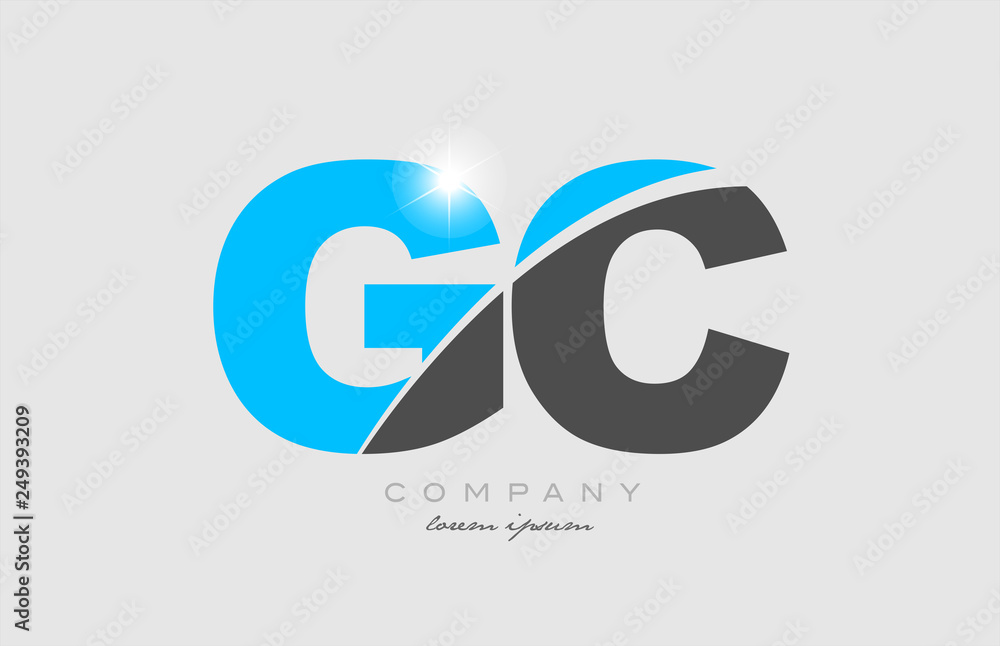 combination letter gc g c in grey blue color alphabet for logo icon ...