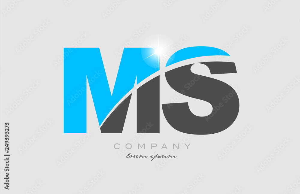 combination letter ms m s in grey blue color alphabet for logo icon ...