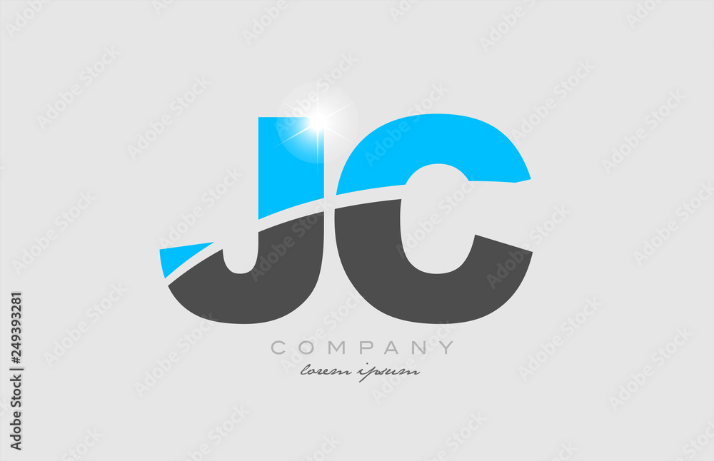 combination letter jc j c in grey blue color alphabet for logo icon ...