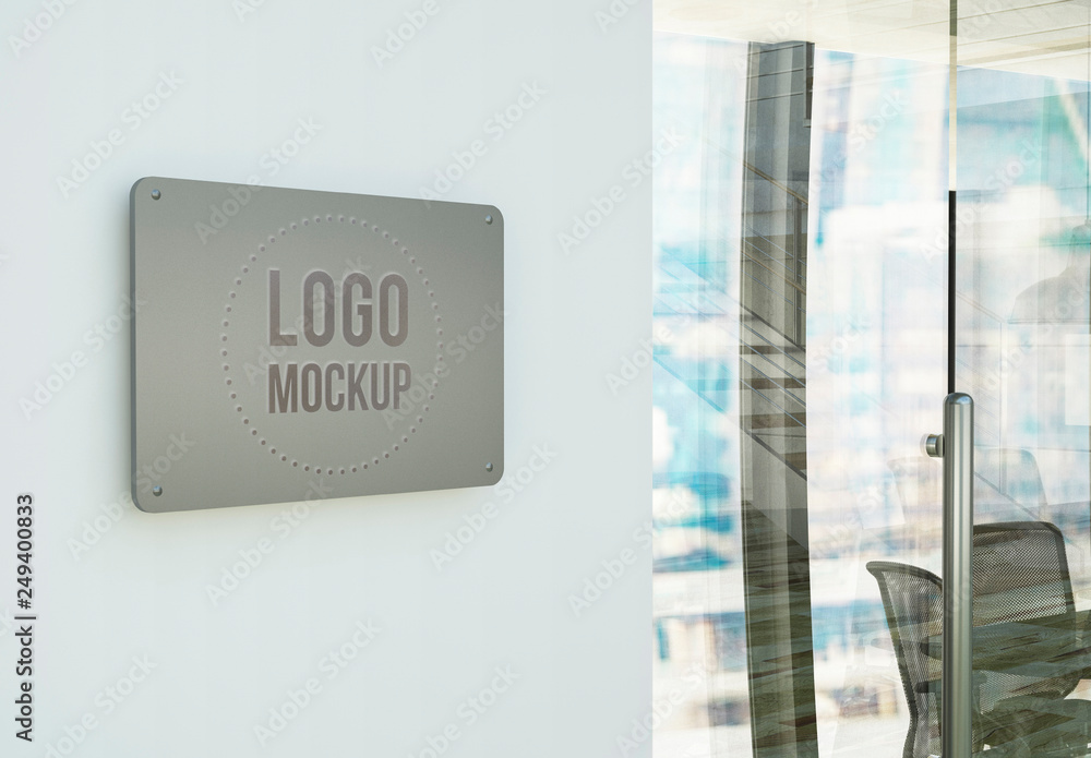 Metal Sign on Wall Mockup Stock Template | Adobe Stock