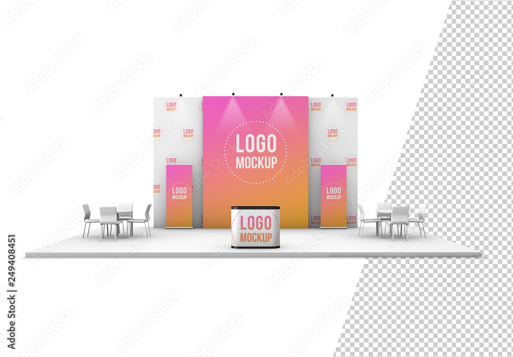 Kiosk with Banners and Background Mockup Stock Template | Adobe Stock
