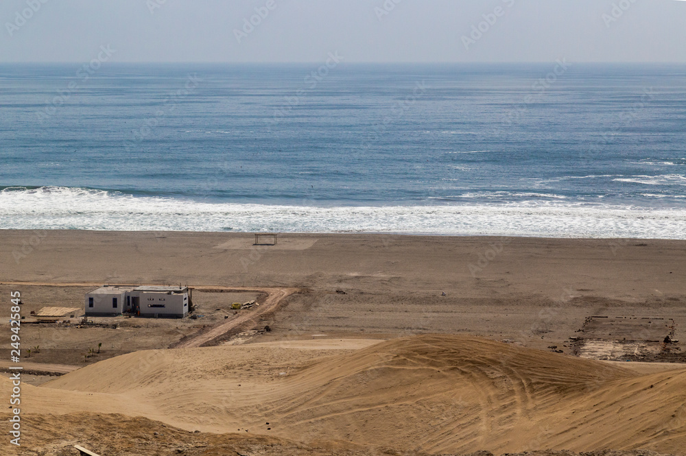 beaches of pisco, paracas, peru, The sea and the desert come together ...