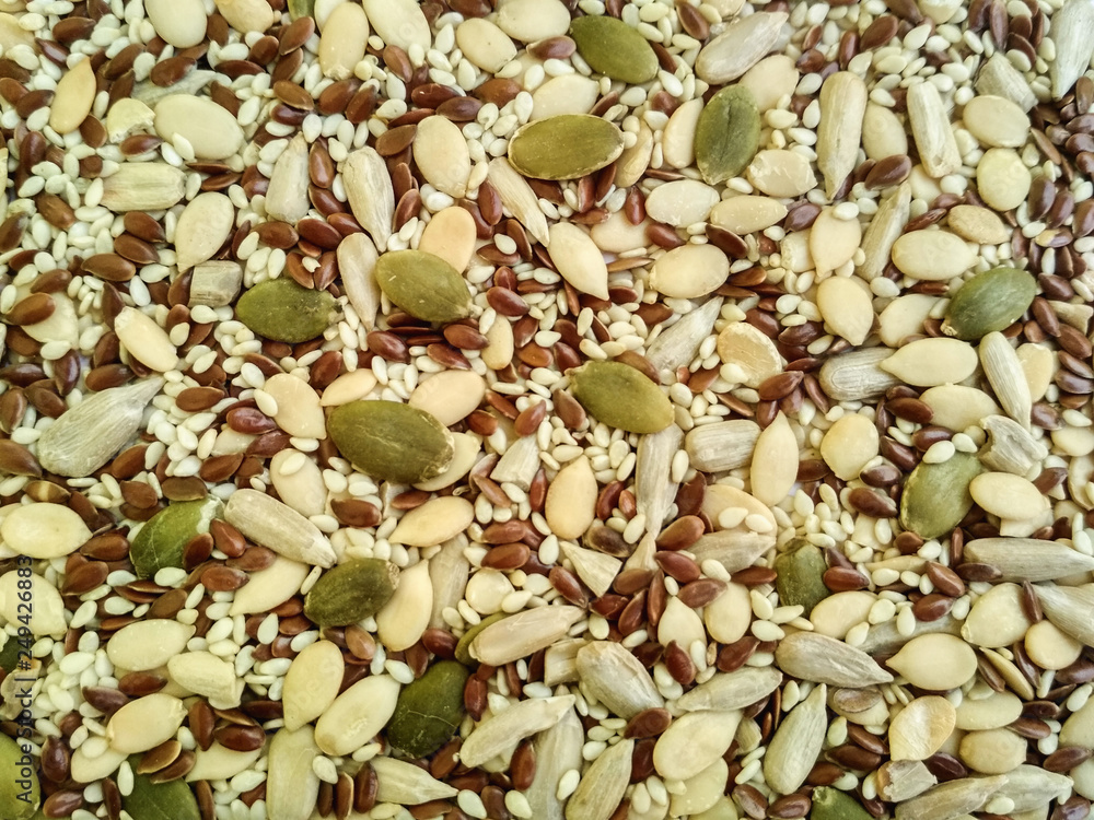 Full frame shot of healthy mix seeds Stock Photo | Adobe Stock