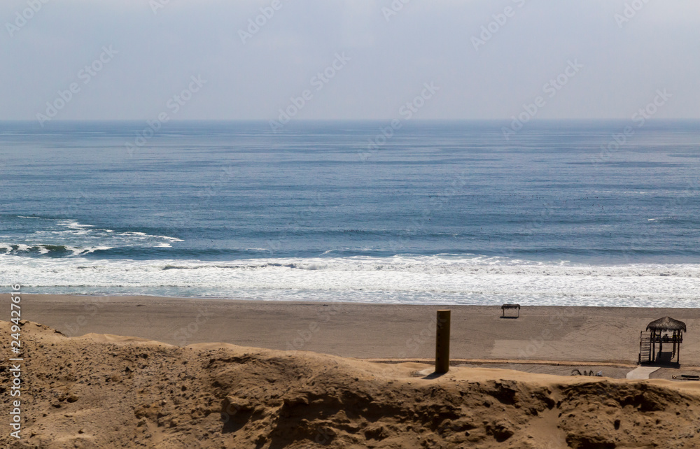 beaches of pisco, paracas, peru, The sea and the desert come together ...