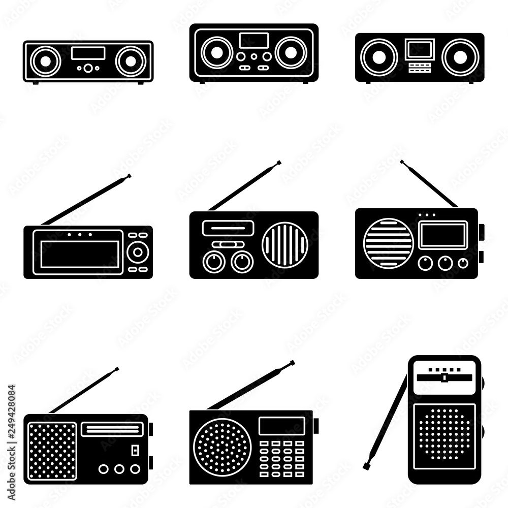 Radio tuner icons. Silhouette vector Stock Vector | Adobe Stock