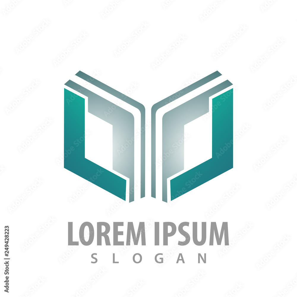Geometric book square logo concept design. Symbol graphic template ...